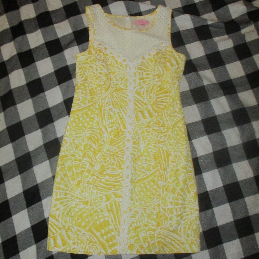 Lilly Pulitzer Macfarlane Shift Dress Yellow Size 0 S… - Gem